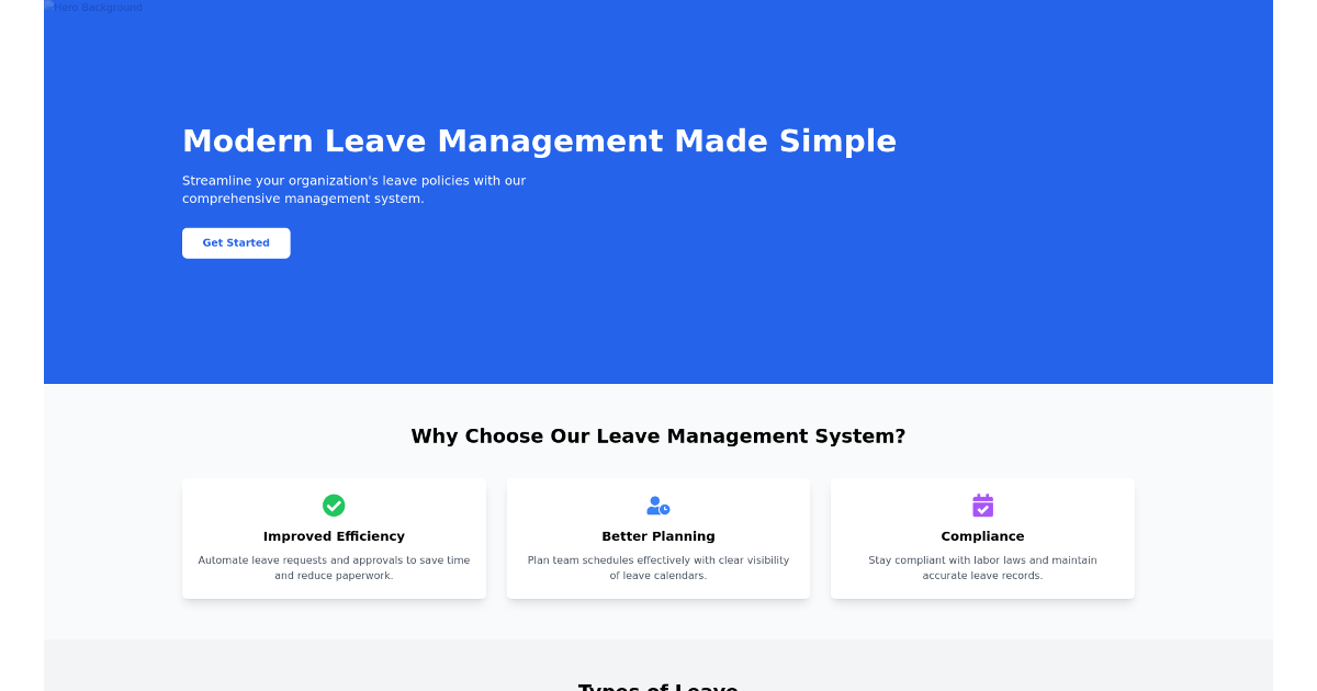 Leave Policies Landing - Free React, Tailwind Component