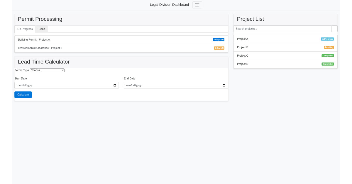 Legal Dashboard Component - Free Html, Bootstrap Component