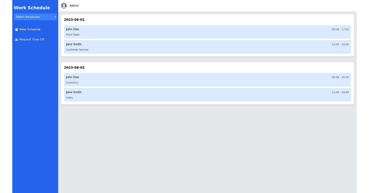Employee Scheduler - Free React, Tailwind Component