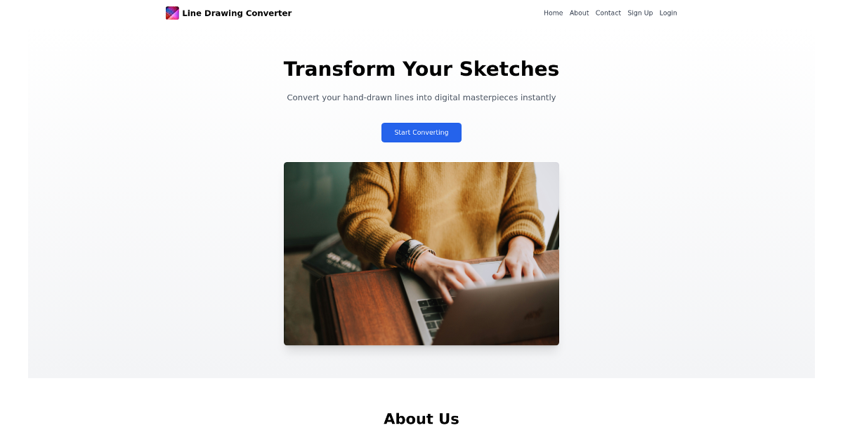 Line Drawing Homepage - Free Html, Tailwind Component