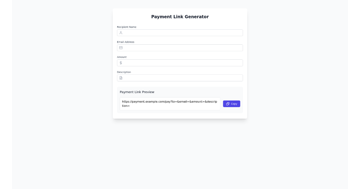 Payment Link Generator - Free React, Tailwind Component