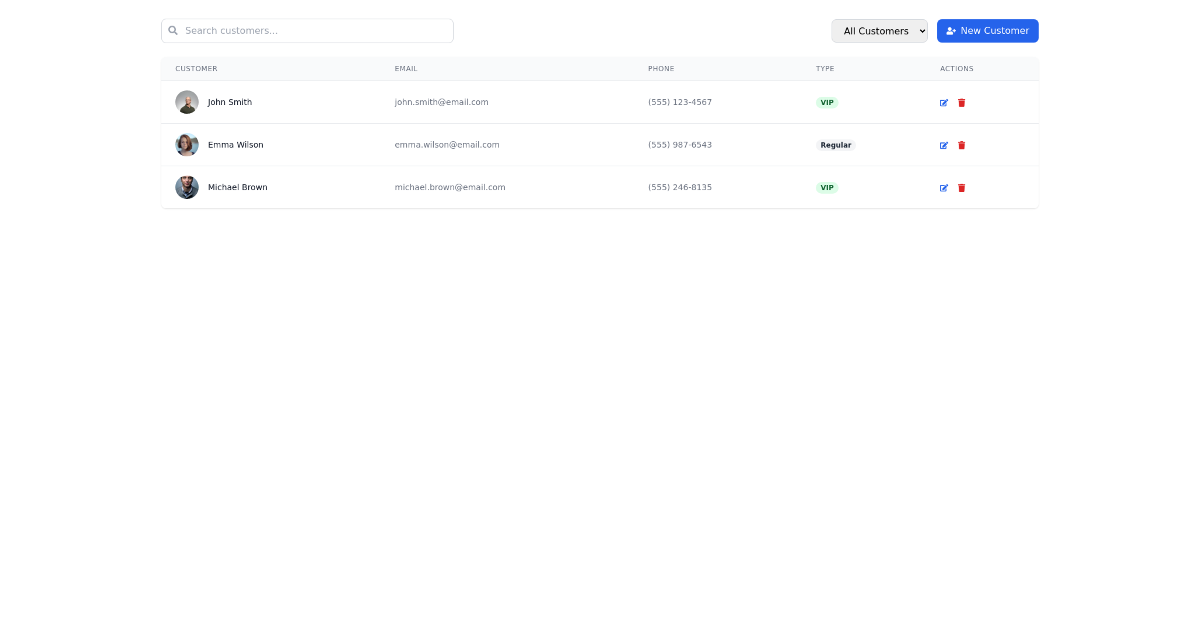 Customer List - Free React, Tailwind Component