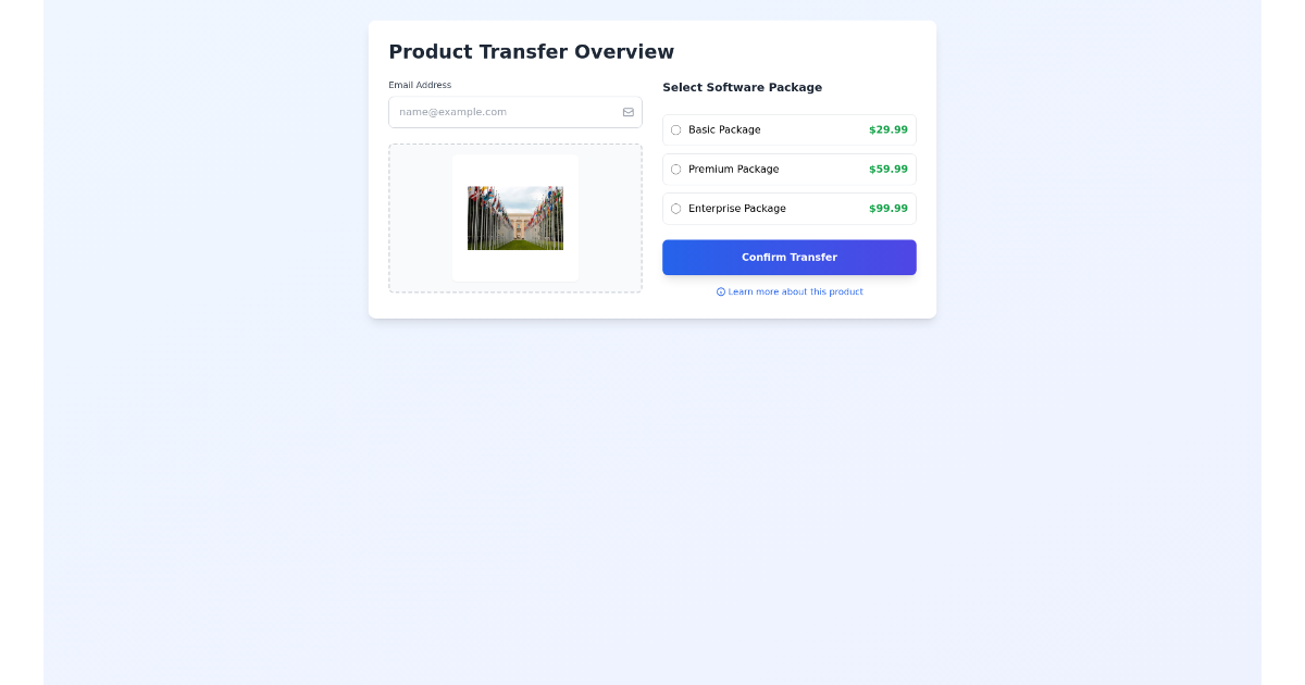 Product Transfer Form - Free Html, Tailwind Component