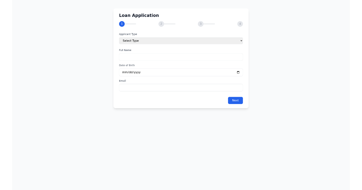 Loan Application Form - Free React, Tailwind Component