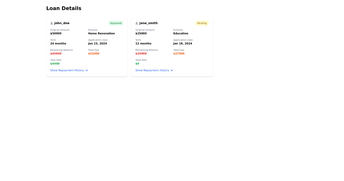 Mock Loans - Free React, Tailwind Component