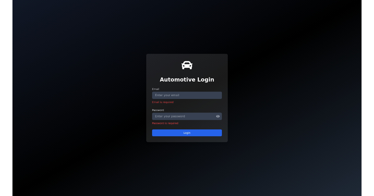 Login Page for Automotive Company - React & Tailwind