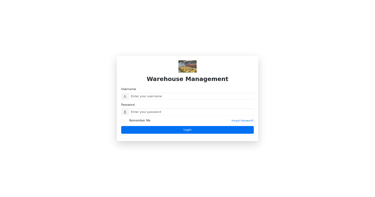 Warehouse Login Form - Free Html, Bootstrap Component