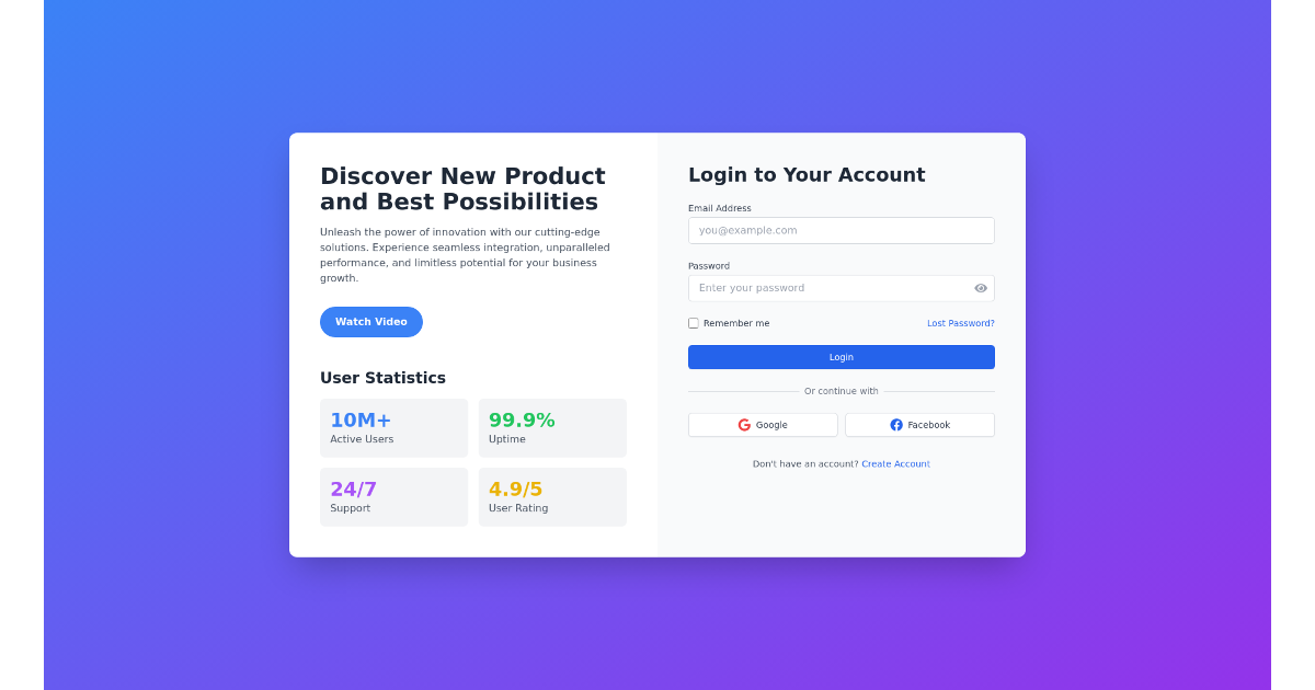 Login Page - Free React, Tailwind Component