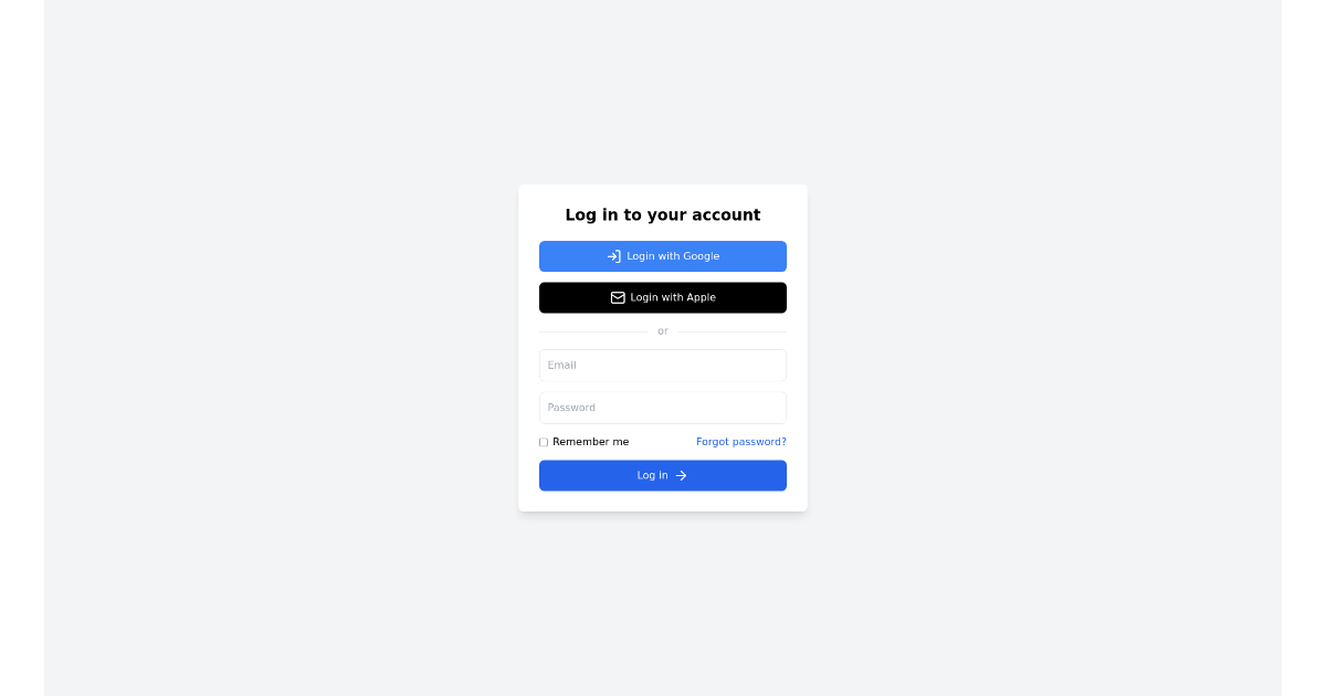 Login Options Form - Free React, Tailwind Component