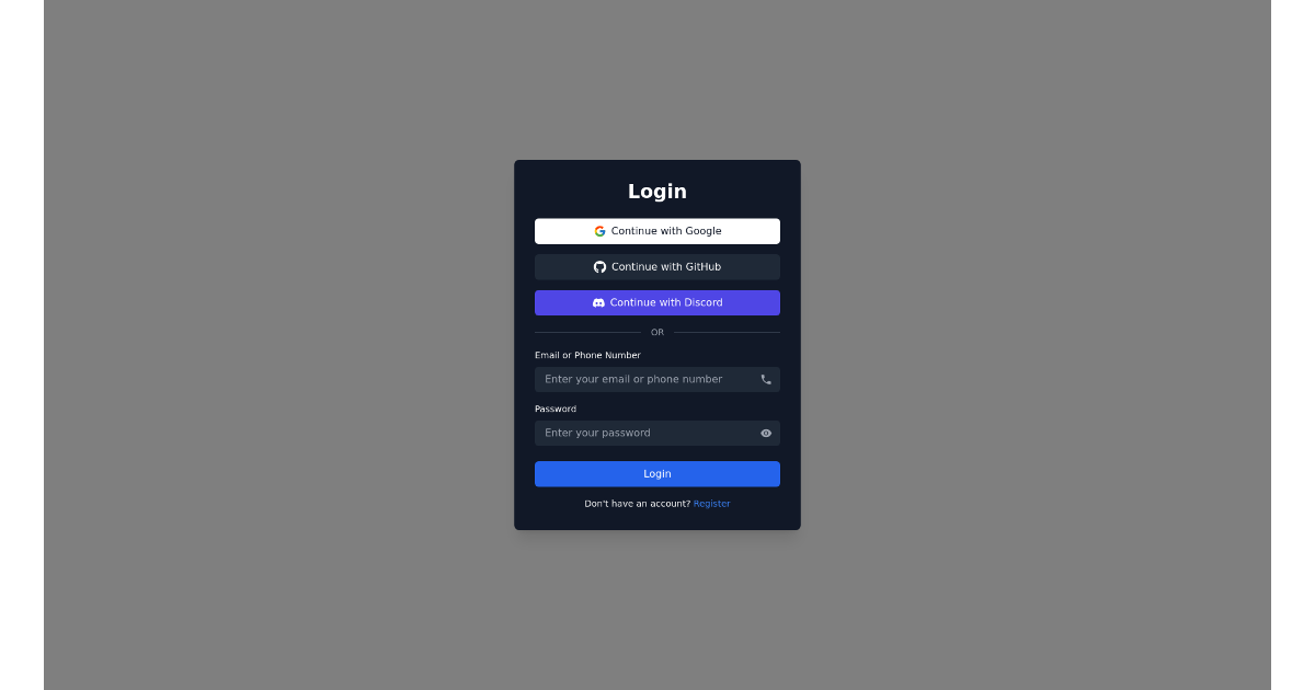 React Login & Register Popup with Social & Email Authentication | Tailwind CSS
