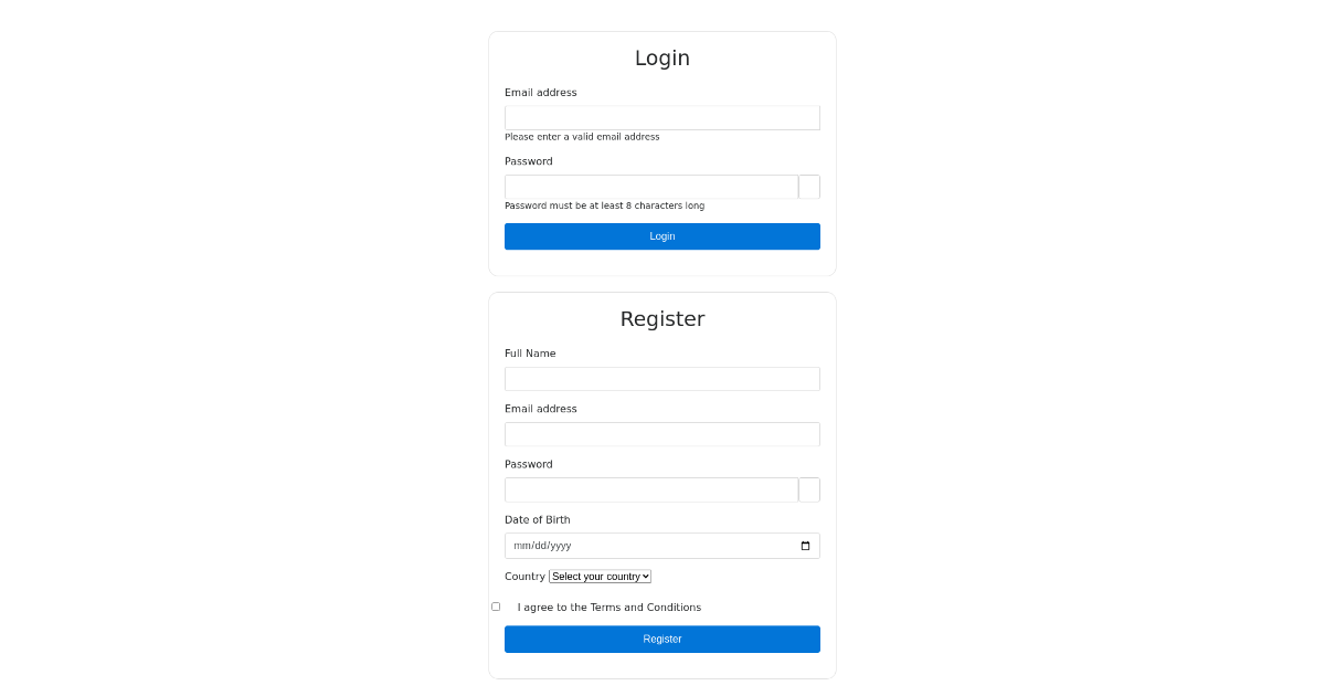 Authentication Forms Component - Free Html, Bootstrap Component