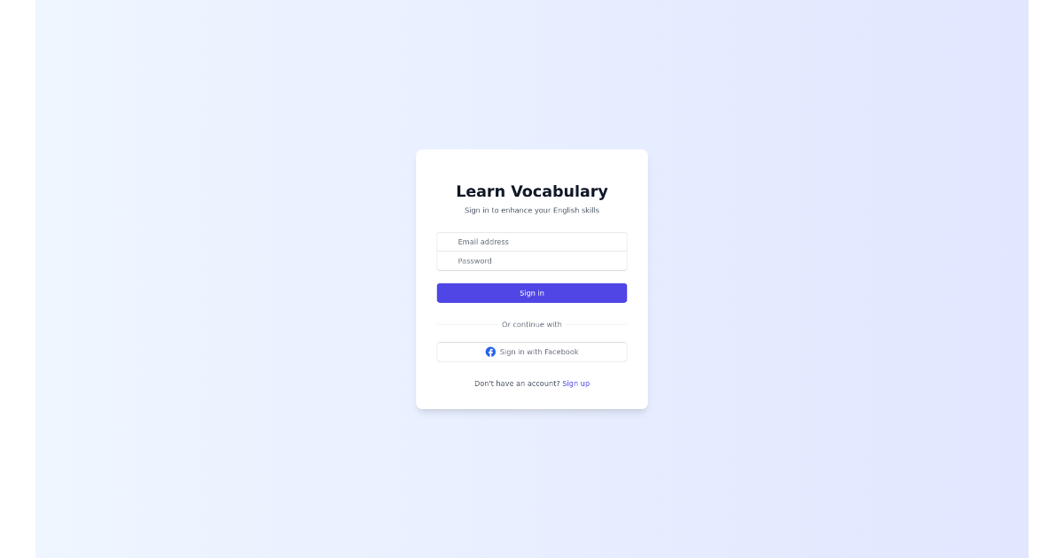 Login Screen - English Vocabulary Learning