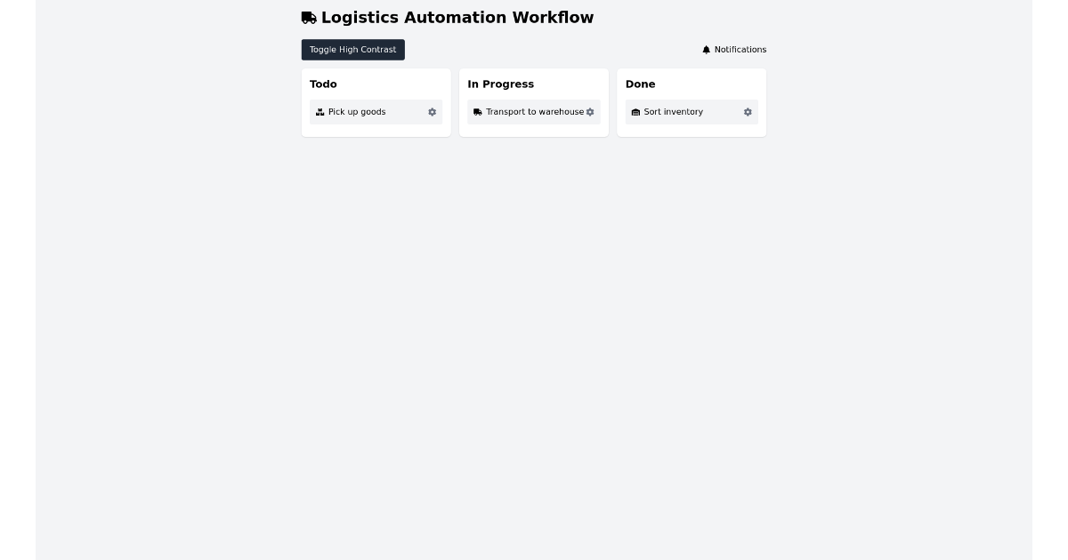 Logistics Automation Workflow - Free React, Tailwind Component