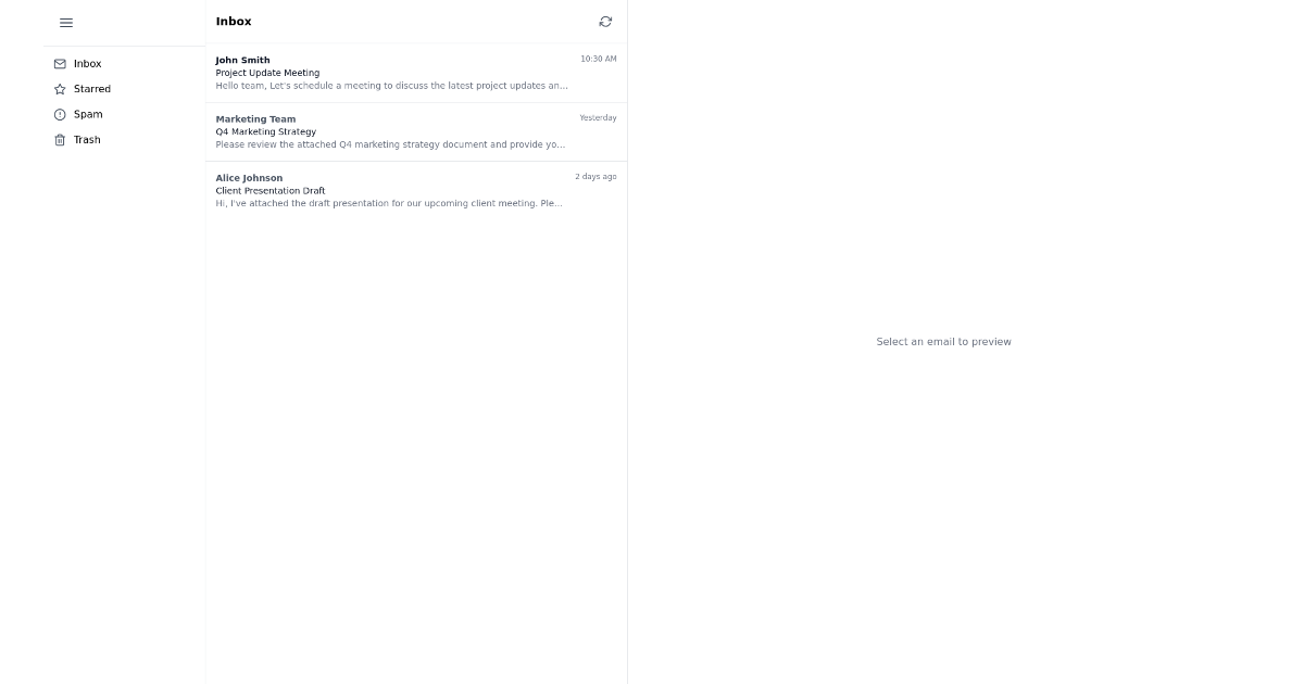Email Inbox - Free React, Tailwind Component
