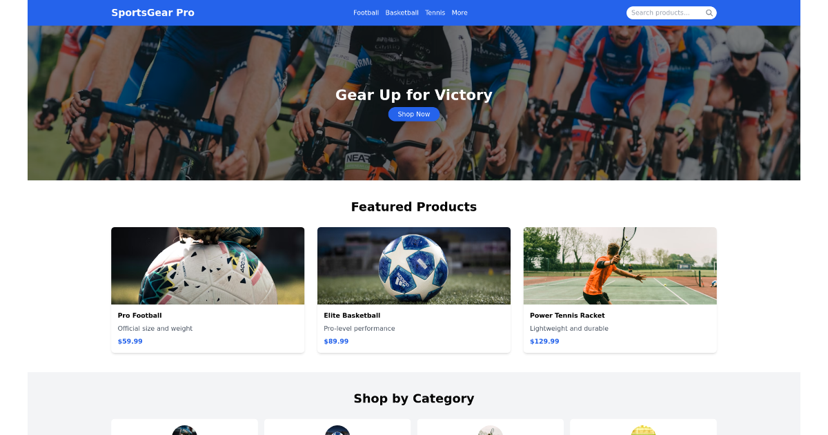 Sports E-commerce Homepage - Free Html, Tailwind Component