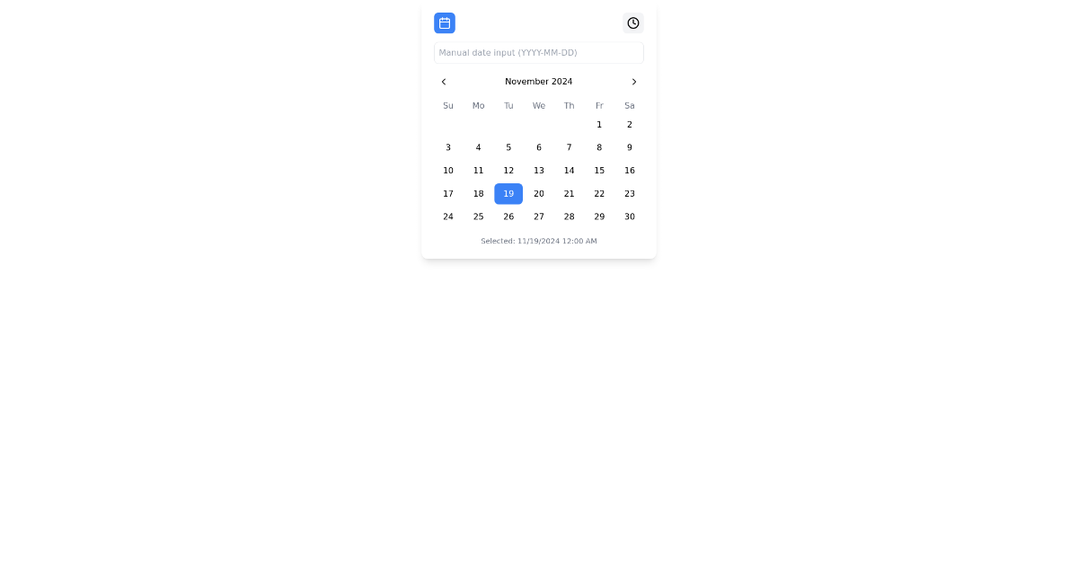 Date Time Picker - Free React, Tailwind Component