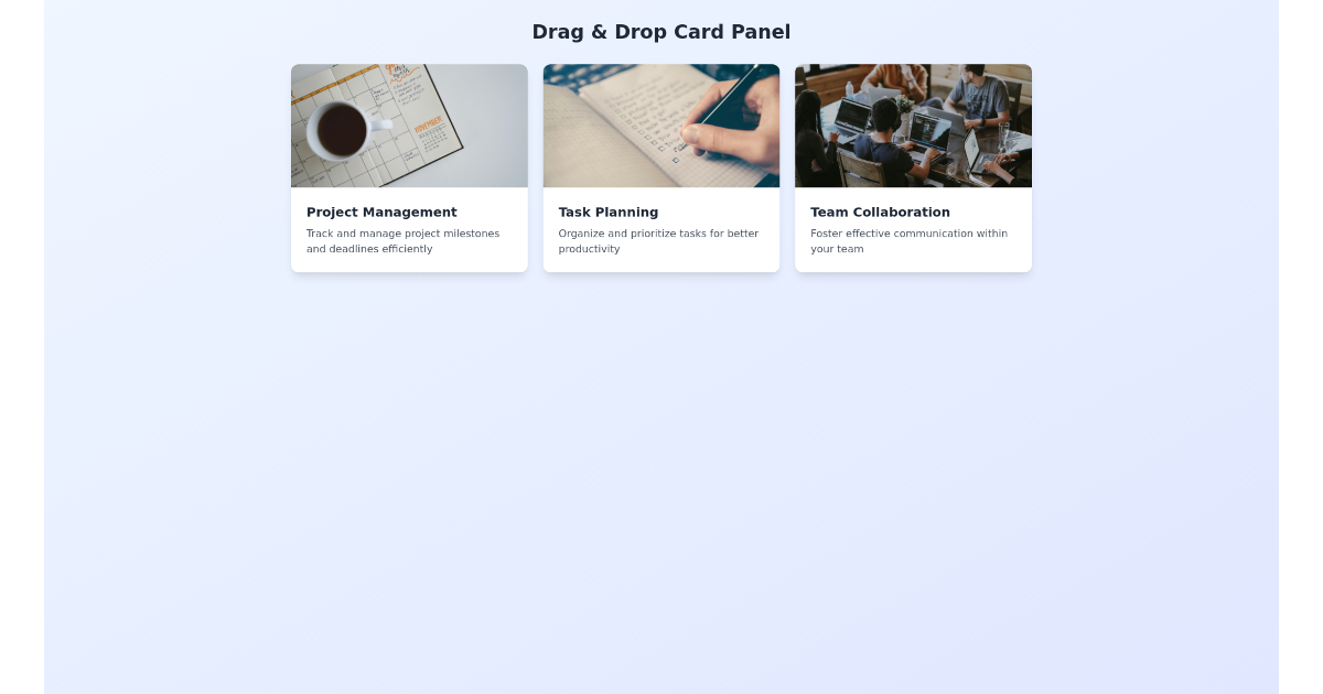 Easy Drag-and-Drop Card Panel in React with Tailwind CSS