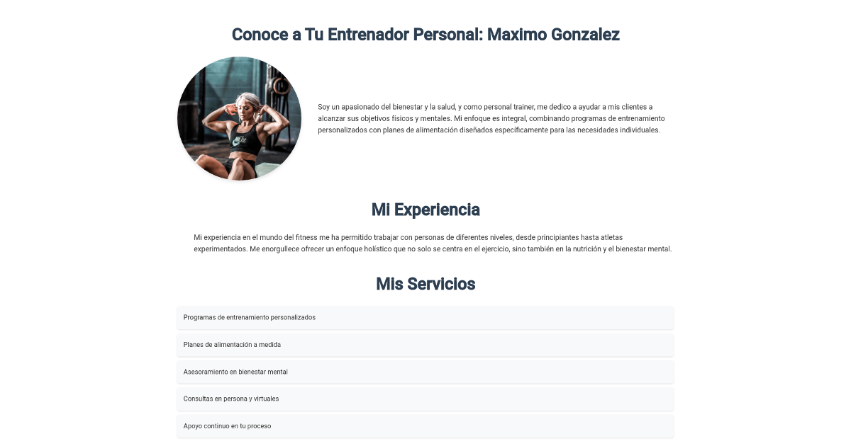 Personal Trainer Component - Free Angular, Css Component