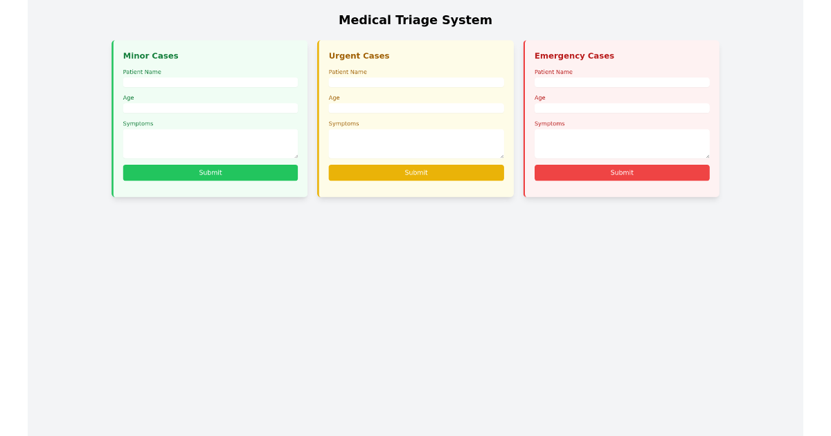 Medical Triage Interface - Free Html, Tailwind Component