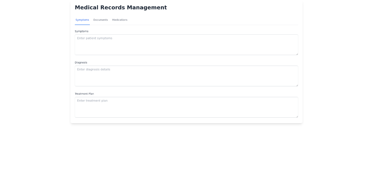 Professional Medical Records Management UI with React and Tailwind CSS
