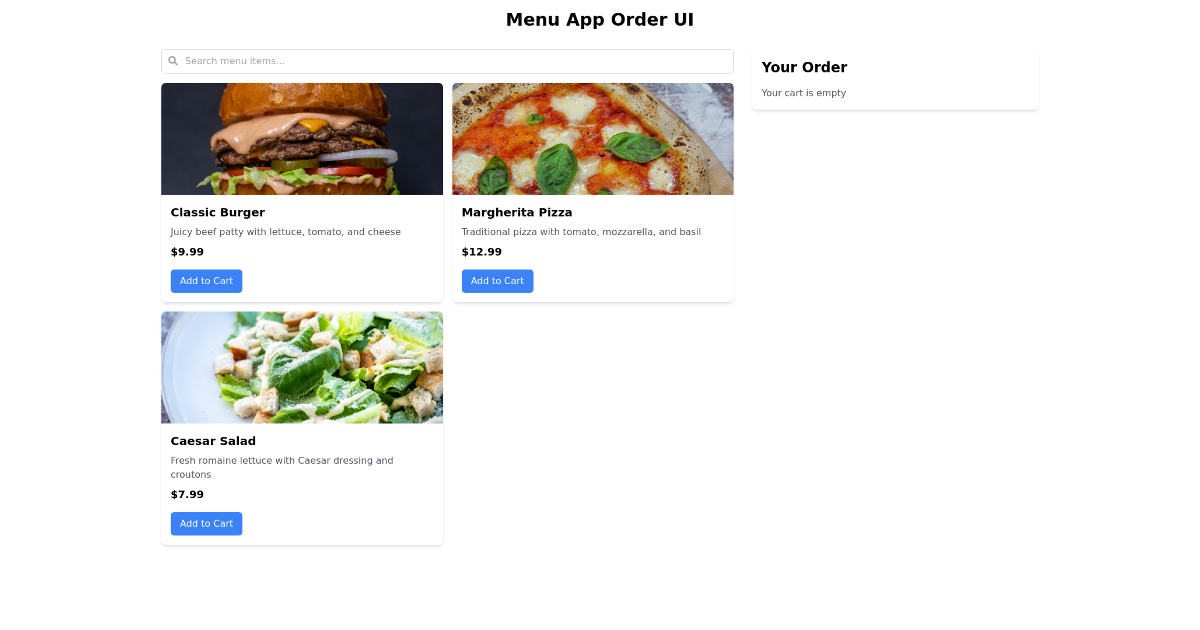 React Menu App with Tailwind - Seamless Ordering UI