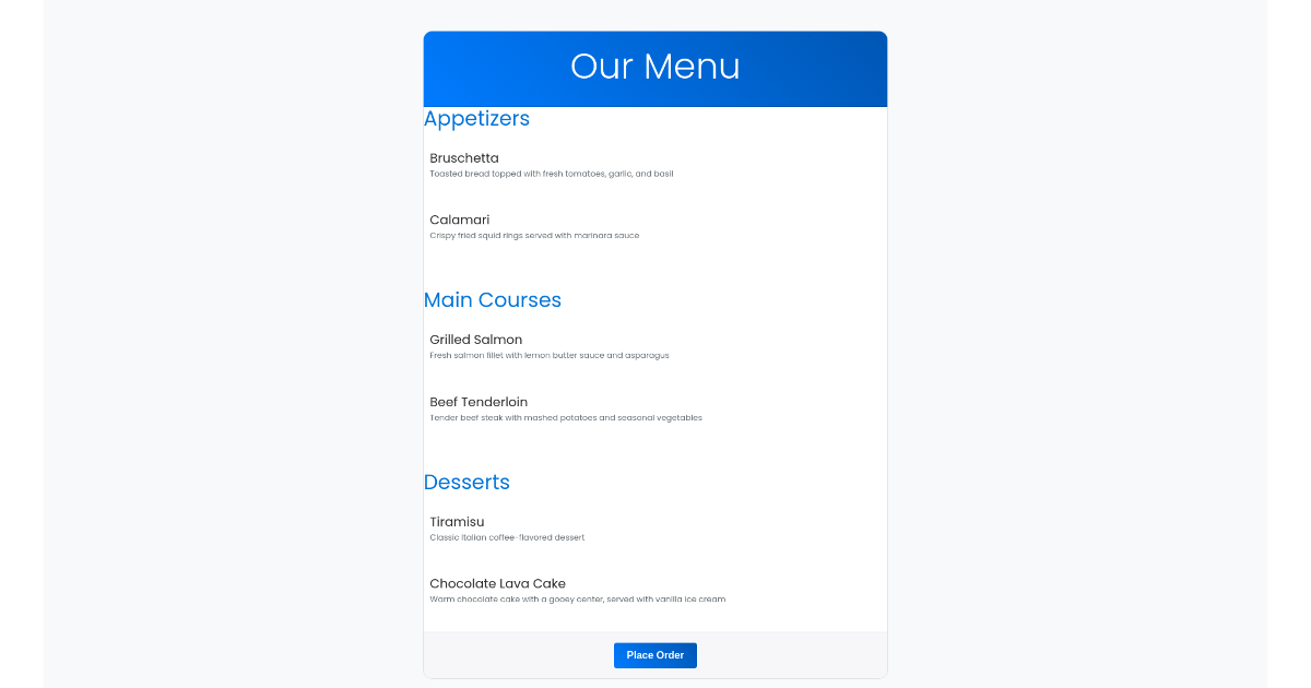 Restaurant Menu Card - Free Html, Bootstrap Component