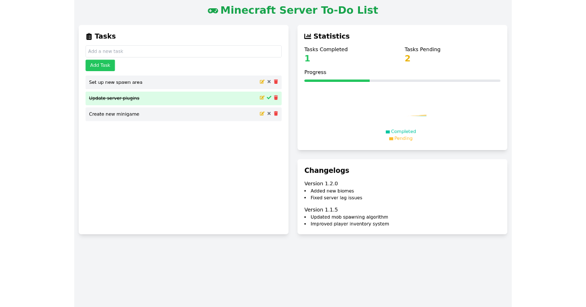 Minecraft Todo List - Free React, Tailwind Component