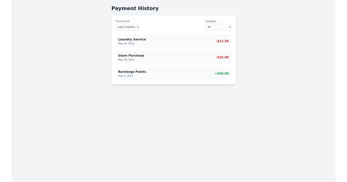 Payment History Component - Free Html, Tailwind Component