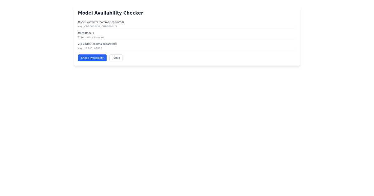 Model Availability Checker - Free React, Tailwind Component