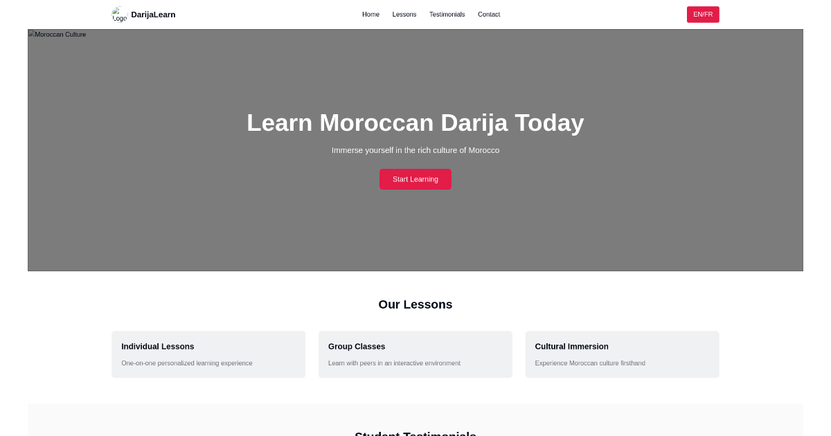 Darija Learning Platform - Free Html, Tailwind Component