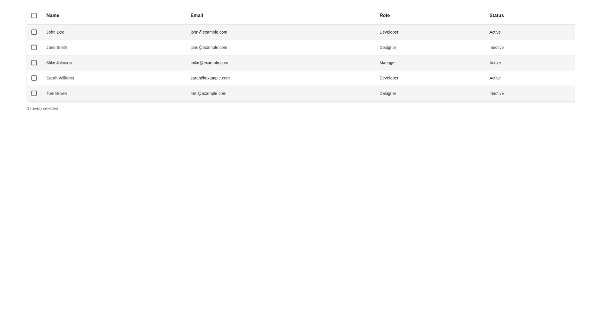React Data Table Component with Row Selection | MUI