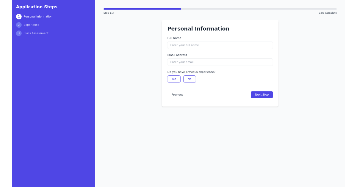 Create a Multi-Step Form Interface with Tailwind