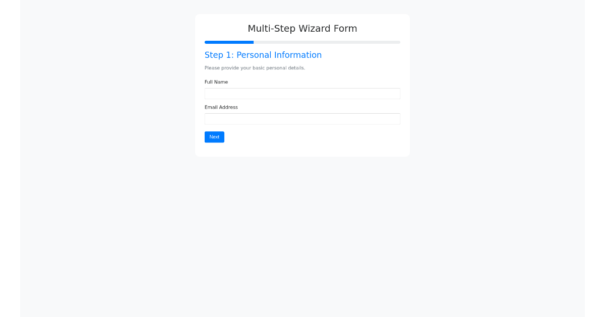 Build a Multi-Step Wizard Form Using Bootstrap and HTML