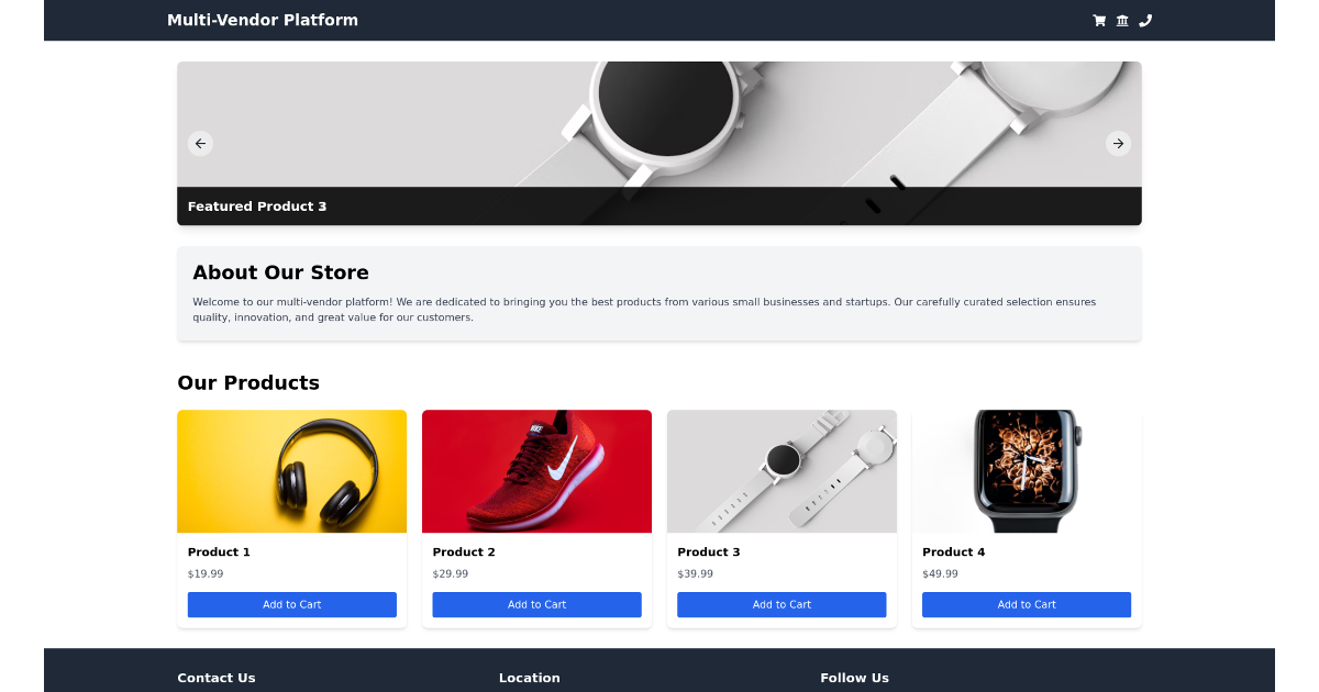 Multi Vendor Landing Page - Free React, Tailwind Component