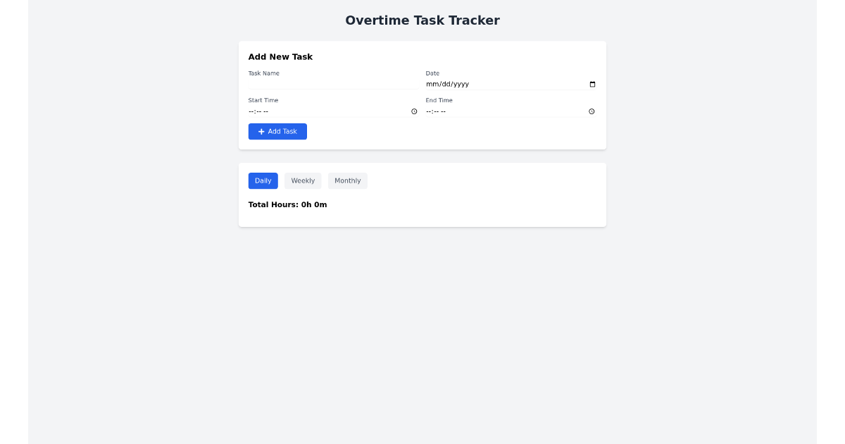 Overtime Task Tracker - Free React, Tailwind Component