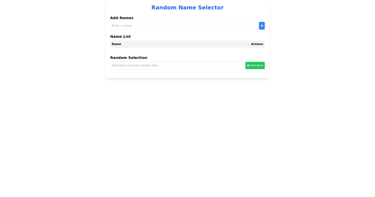 Random Name Selector - Free React, Tailwind Component