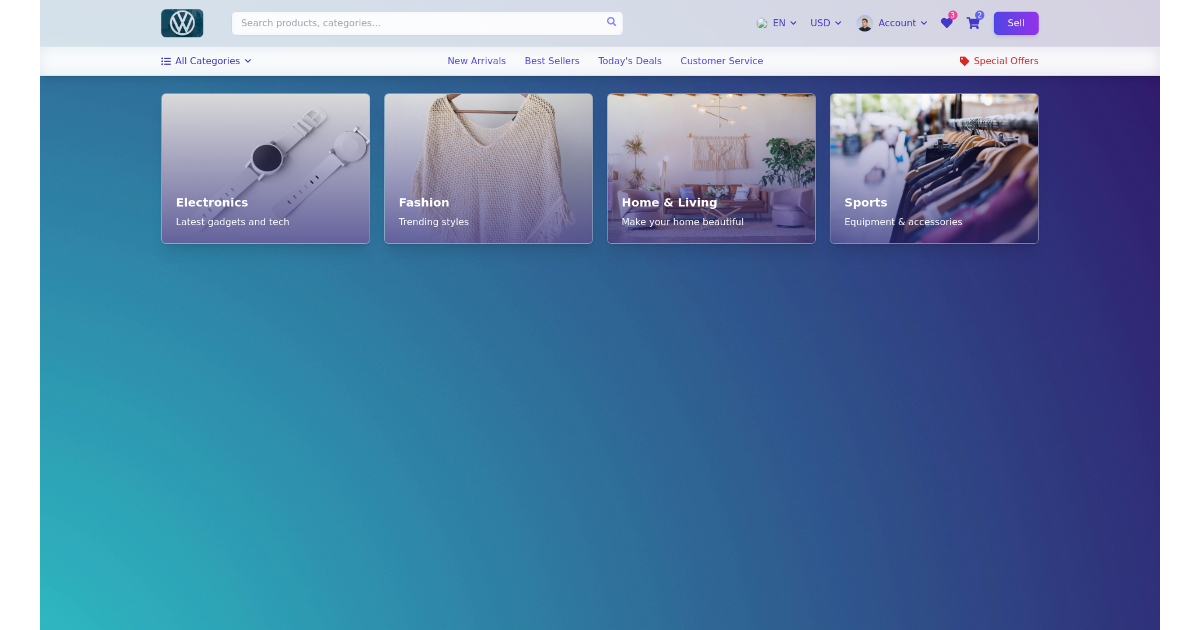 Responsive E-commerce Header - Free Html, Tailwind Component