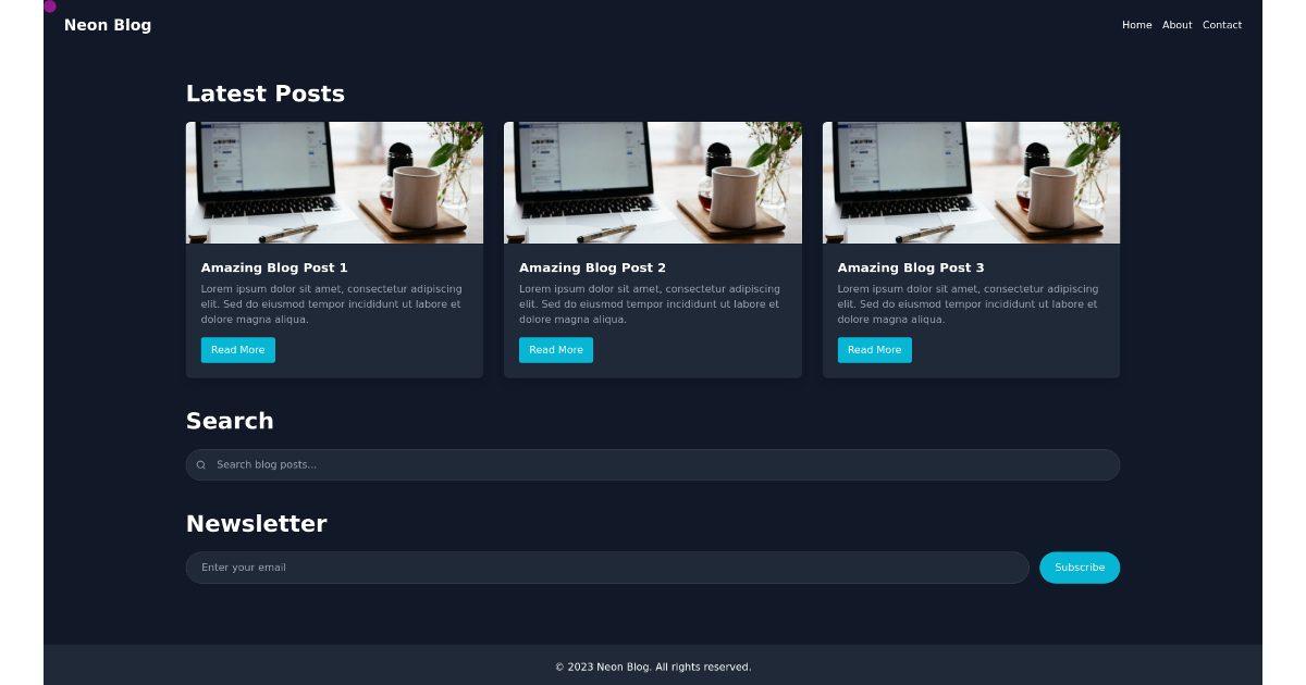 Neon Cursor Blog - Free React, Tailwind Component