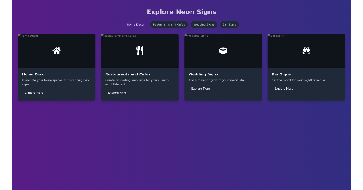 Explore Neon Signs - Free React, Tailwind Component