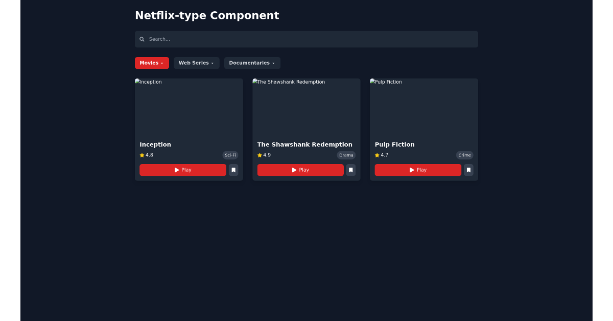 Netflix Component - Free React, Tailwind Component