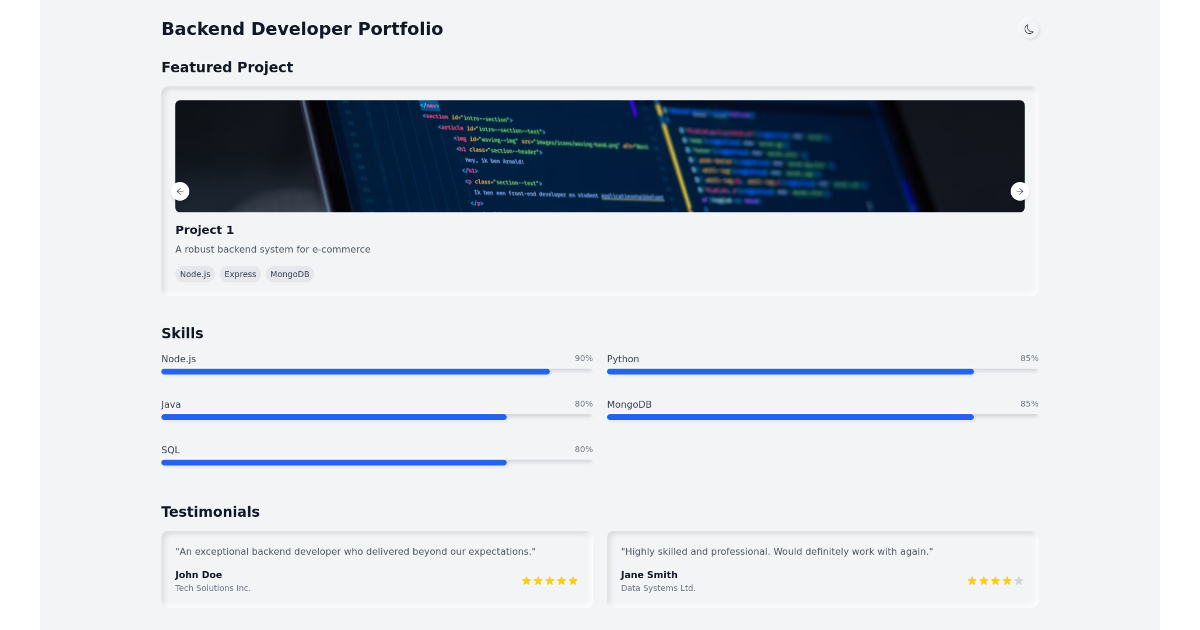 Portfolio Card - Free React, Tailwind Component