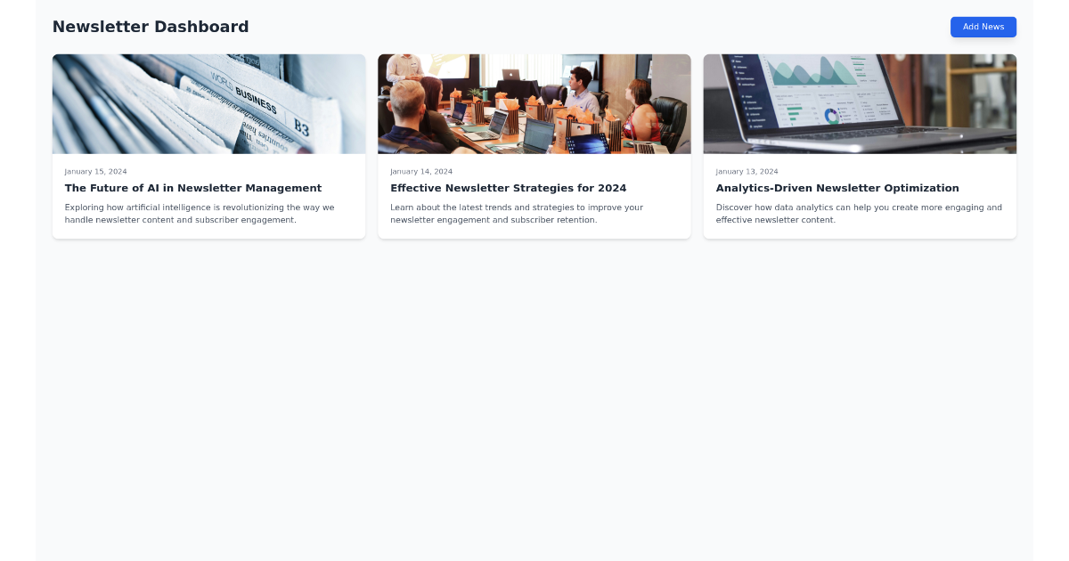 Newsletter Dashboard Component - Free Html, Tailwind Component
