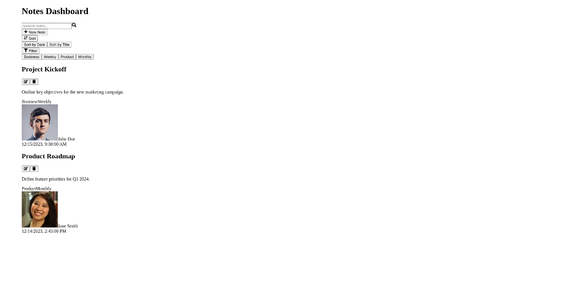 Notes Data - Free React, Mui Component