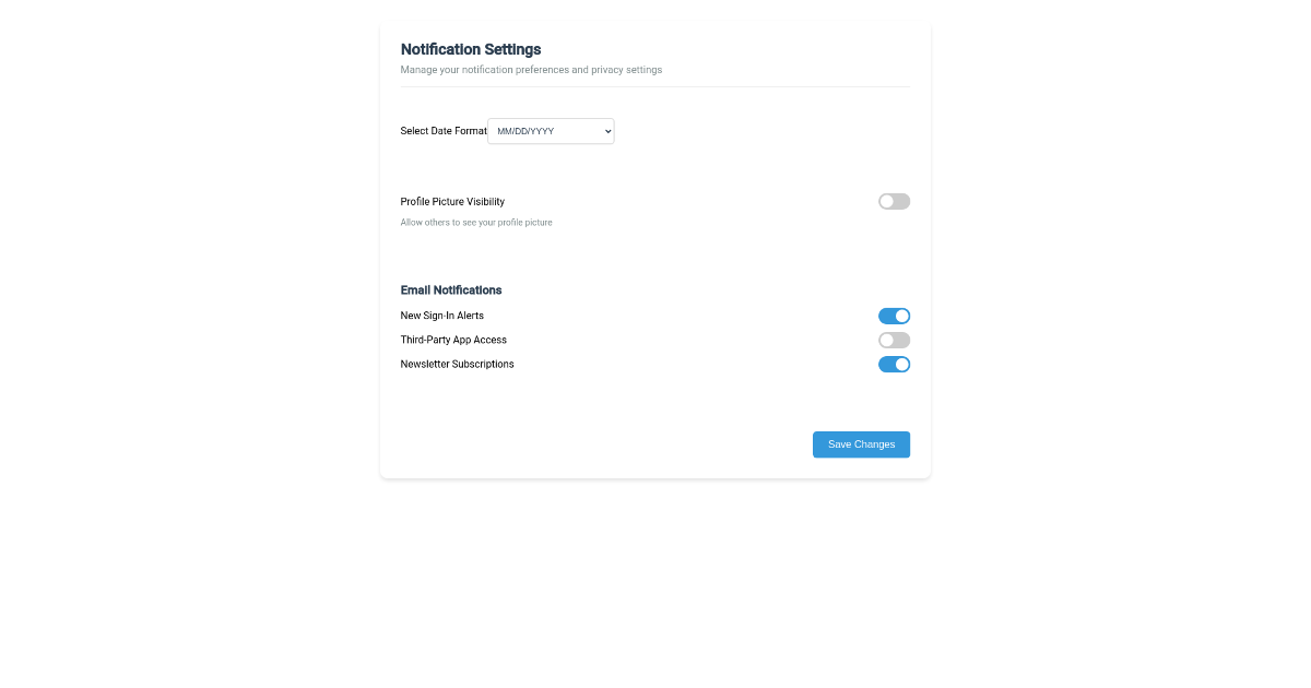 Notification Settings - Free Angular, Css Component