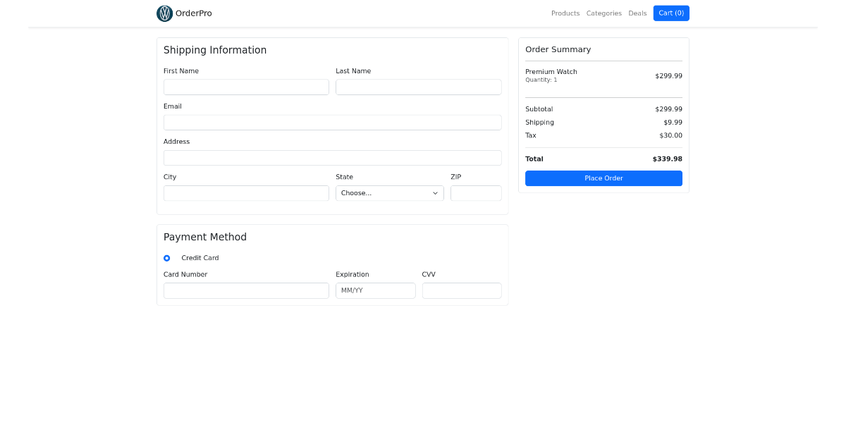 Professional Order System - Free Html, Bootstrap Component