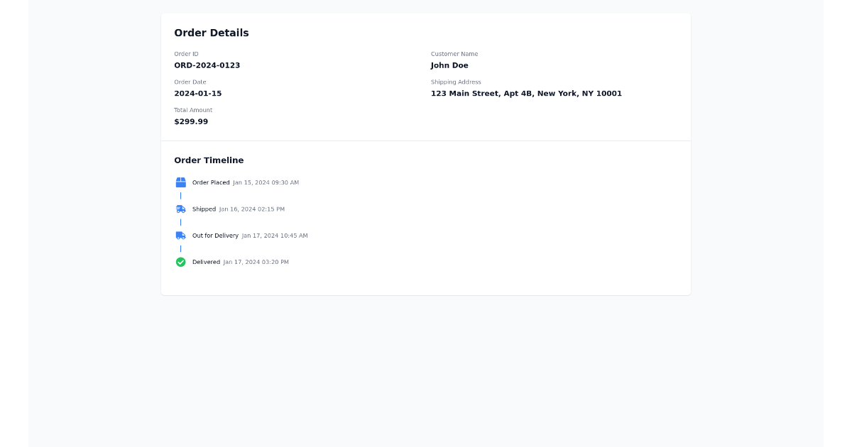 Order Details - Free React, Tailwind Component