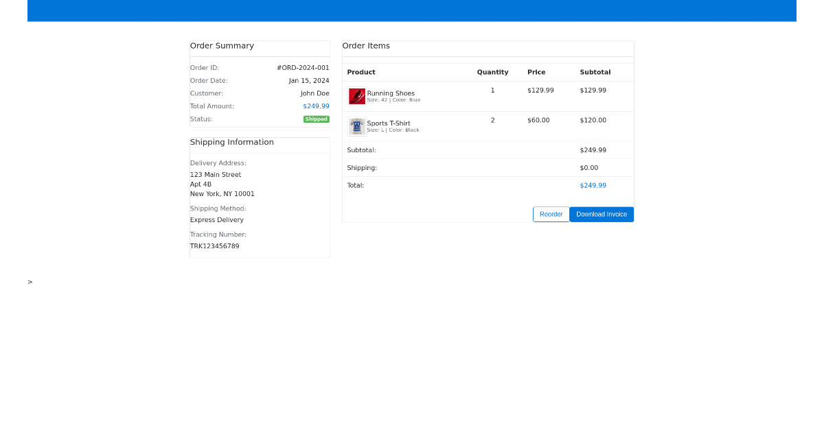 Bootstrap Order List Component - Easy to Use