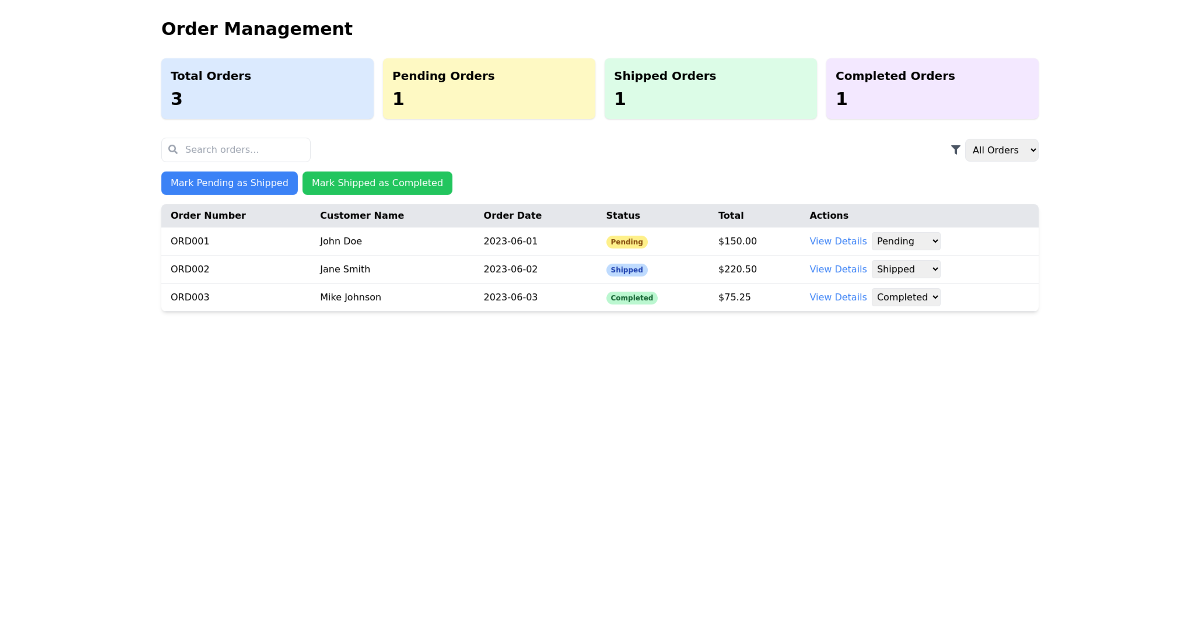 Order Management - Free React, Tailwind Component