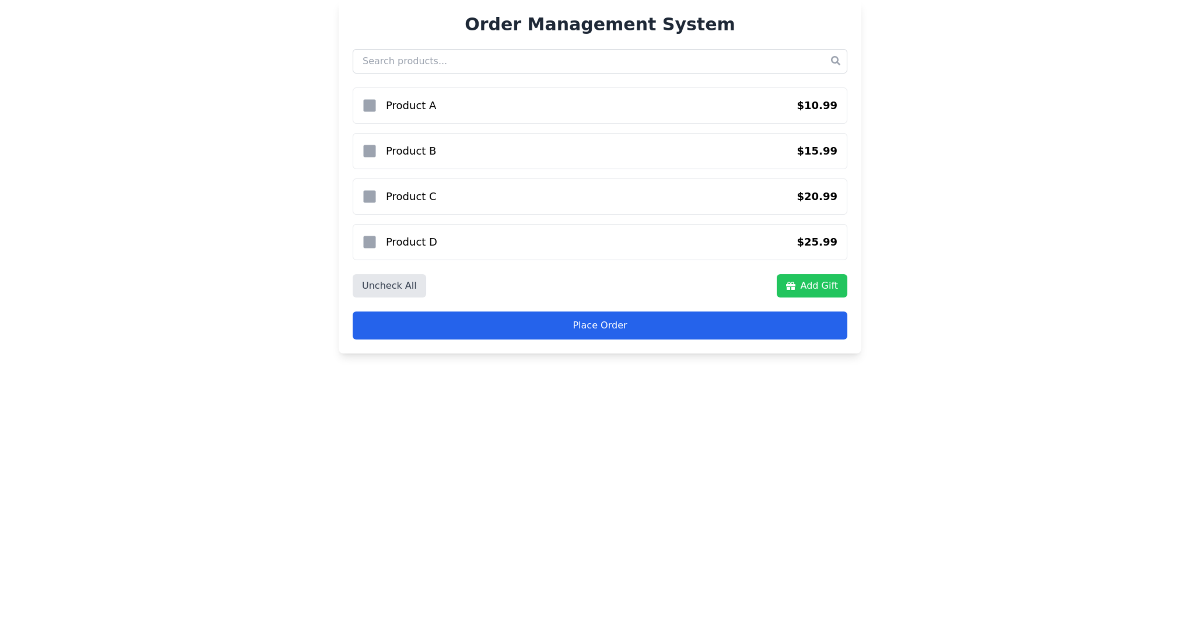 Order Management Form - Free React, Tailwind Component