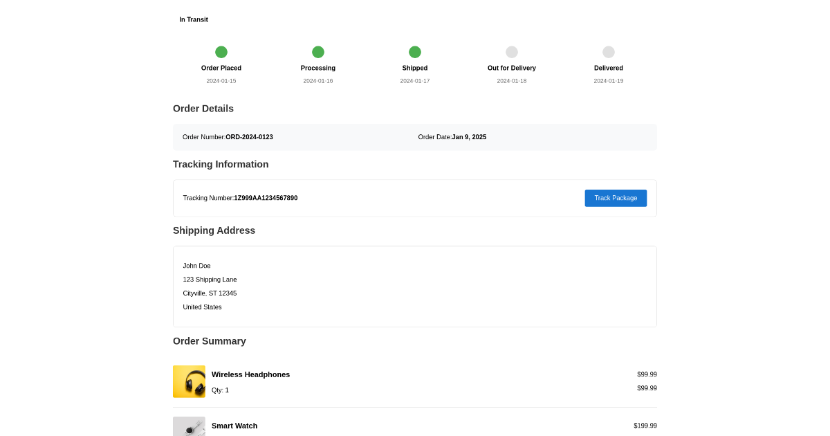 Order Shipment Confirmation - Track Your Order Details